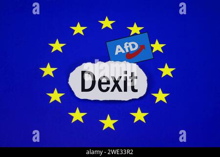 Symbole der eu und AfD mit Dexit-referendum und Wahlkreuz symbole der ...