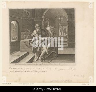 Le roi Manasse en prison, Philips Galle (attribué à l'atelier or), d ...