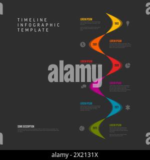 Timeline verticale couleur avec modèle de courbes ondulées sur fond ...