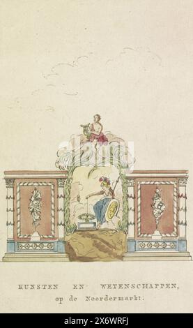 Arts et sciences, décoration sur le Noordermarkt, 1795, illumination ...