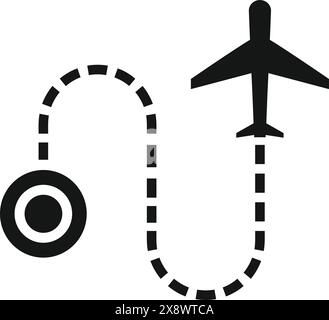 Pointillé linéaire trajectoire de vol d'un avion. Vector illustration ...