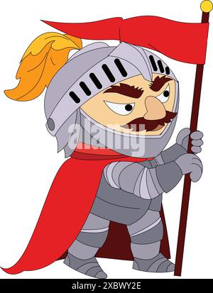 Fier chevalier médiéval portant une armure tenant un bouclier et debout ...