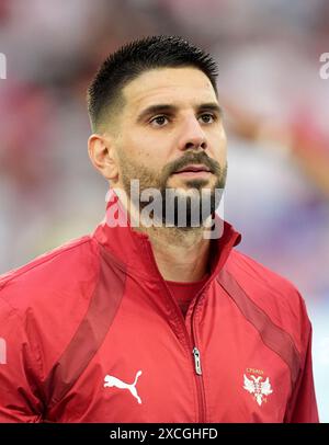 Le serbe Aleksandar Mitrovic avant le match du Groupe C de l'UEFA Euro ...