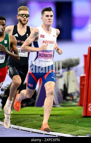 04 août 2024 : Jakob Ingebrigtsen (Norvège) participe à la demi-finale ...