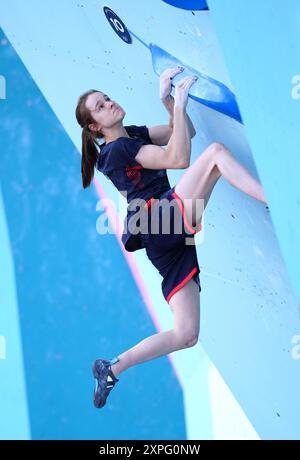 La Grande-Bretagne Erin McNeice lors de la finale féminine Boulder ...