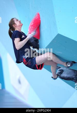 La Grande-Bretagne Erin McNeice lors de la finale féminine Boulder ...