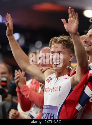 PARIS, FRANCE - 03 AOÛT : Markus Rooth, de Norvège, célèbre sa victoire ...
