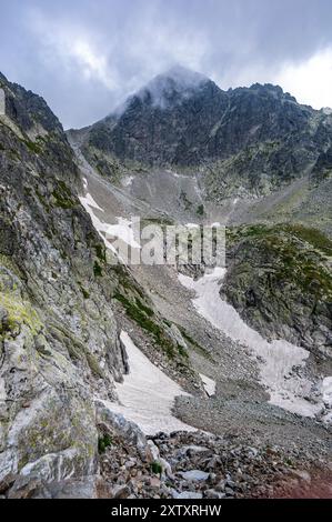 Hautes Tatras. Voir d'Ladovy stit à partir d'une station de ski et ...