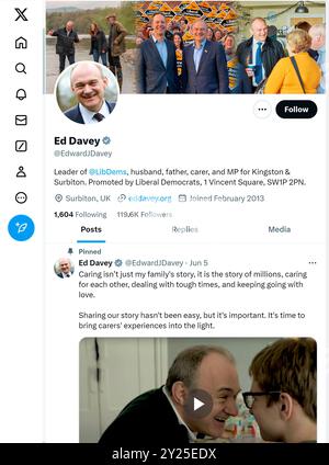 Sir Ed Davey, leader des libéraux démocrates, lors d'une visite à ...