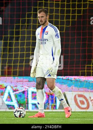 LENS - le gardien de l'Olympique Lyonnais Lucas Perri lors du match de Ligue 1 entre le RC Lens ...