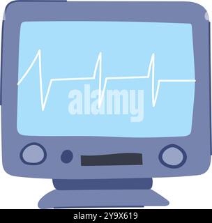 dessin animé du moniteur ecg herhythm. électrocardiogramme cardiaque ...