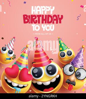 Joyeux anniversaire emojis clipart design. Texte de voeux d ...