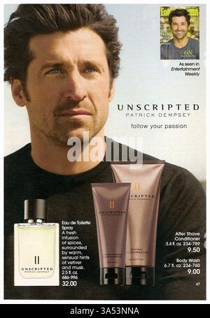 2008 publicité pour cologne masculine 'Unscripted' par Patrick Dempsey ...