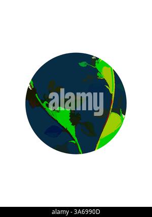 Un jeu vibrant de feuilles vertes sur un fond bleu profond, créant un ...