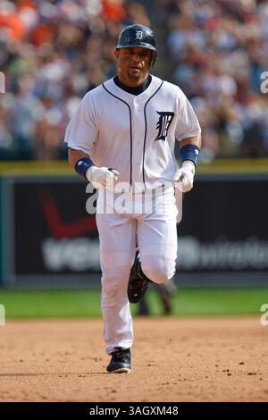 20 juin 2009 : #14 Placido Polanco des Detroit Tigers est touché par un ...