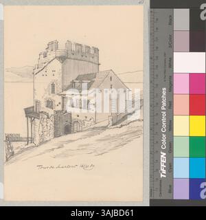 Ce dessin de 1889 de Johann Rudolf Rahn présente une vue extérieure du ...