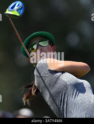 03 avril 2016 : Michelle Wie frappe un tir lors de la dernière manche ...