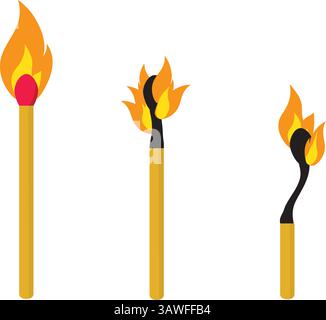 Gravure de l'animation de comparaison. Combustion allumettes étages ...