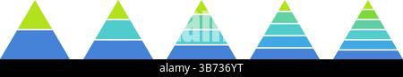 Niveaux de pyramide triangulaire. Diagramme pyramidal en demi-triangle ...
