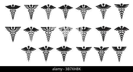 Silhouette de symbole de Caduceus, symbole de Caduceus, silhouette de symbole médical, symbole ...