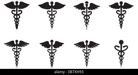 Silhouette de symbole de Caduceus, symbole de Caduceus, silhouette de symbole médical, symbole ...