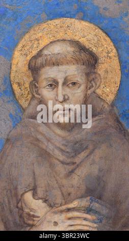 Assise, Ombrie, Italie. Fresque de la vision de Saint François d'un ...