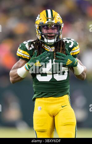 02 janvier 2022 : Green Bay Packers Running back A.J. Dillon #28 et le ...