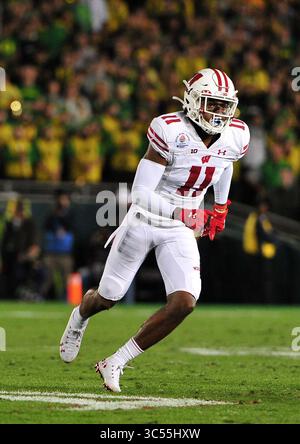 01 janvier 2020 : le quarterback Jack Coan #17 des Badgers du Wisconsin ...