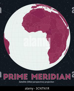 Carte du monde. Projection satellite (perspective inclinée). Globe avec ...