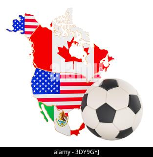 Coupe du monde de soccer avec carte USA Canada Mexique, drapeaux et ...