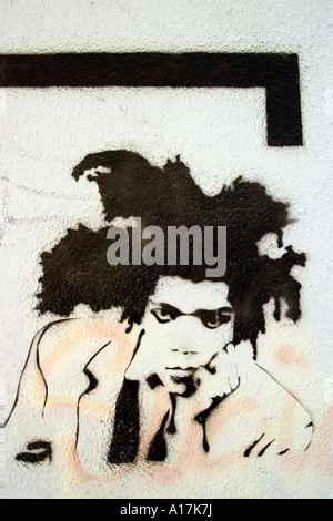 L'homme avec des dreadlocks, Stencil Art Graffiti Photo Stock - Alamy