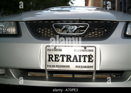 La plaque d'immatriculation du Québec ; numéro d'immatriculation du ...