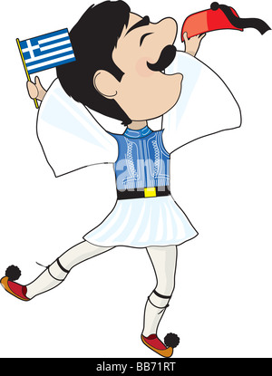 Moustache grecque symbole avec le drapeau de la Grèce comme une icône d ...