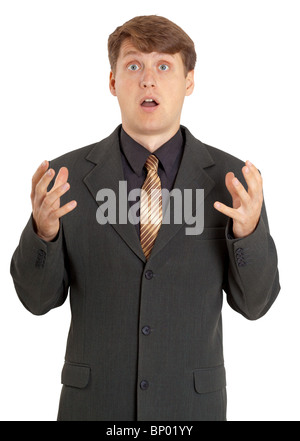 Photo d'étonnant beau et confus jeune homme tenir la tête de main ...