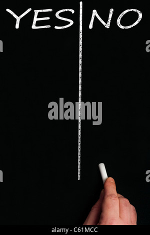 Message oui tableau de craie. Vérifier le test. Prise de décision choix ...