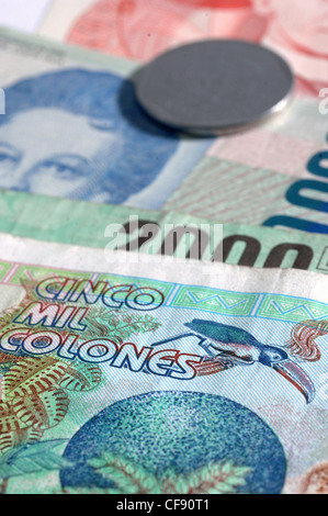 Argent, billets, pièces de monnaie, colorée, Colon, Centimos, monnaie ...