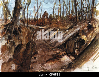 Cette aquarelle de 1914 d'Adolf Hitler, intitulée « Der Hof der Alten ...