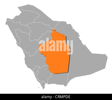 AR Riyad, région d'Arabie Saoudite. Carte d'altitude à deux niveaux ...