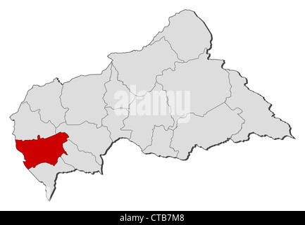 Mambere-Kadei, préfecture de la République centrafricaine. Carte ...