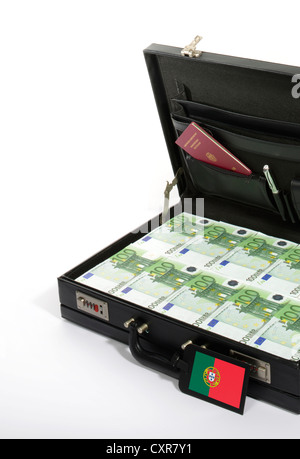 100-billets dans une mallette, valise d'argent Photo Stock - Alamy
