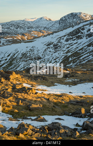 Vue depuis le sommet de Brandreth au coucher du soleil, Cumbria, Parc ...
