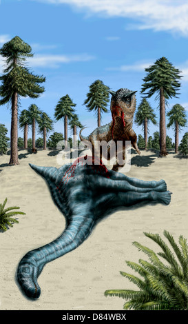 Le dinosaure Carnotaurus était un grand carnivore dans le Crétacé des ...