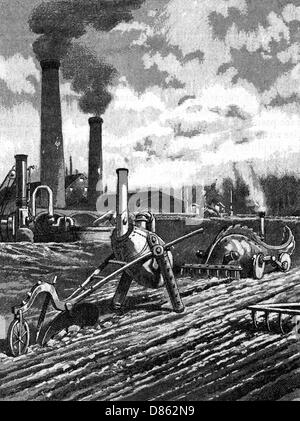 agriculture,travail agricole,champ,charrue avec une étendue d'oxen ...