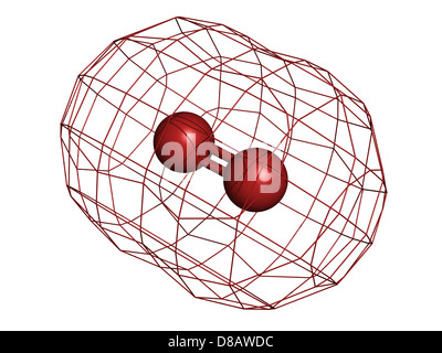 L'oxygène, O2, molécule modèle et formule chimique. Aussi, le dioxygène ...