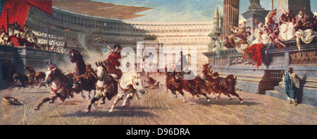 Course de char dans la Rome antique à partir d'une carte de cigarette ...