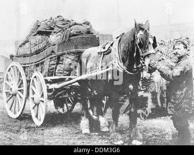 Livreur de charbon avec cheval et panier dans Asrurias dans le Nord de ...