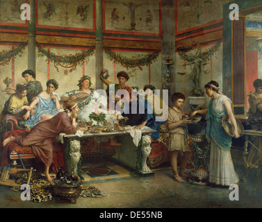 Une fête romaine ; Roberto Bompiani, Italien, Roman, 1821 - 1908, fin ...