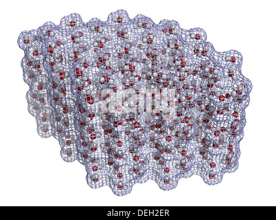 L'eau gelée, la glace (H2O), structure cristalline. Les atomes sont ...