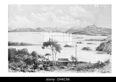 Stanley Pool. Pool Malebo. Congo. Bassin du Congo, 1885 carte antique ...