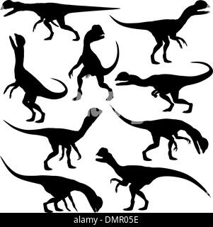 Ensemble de silhouette noir dinosaure. Collection de formes de reptiles, prédateurs et ...